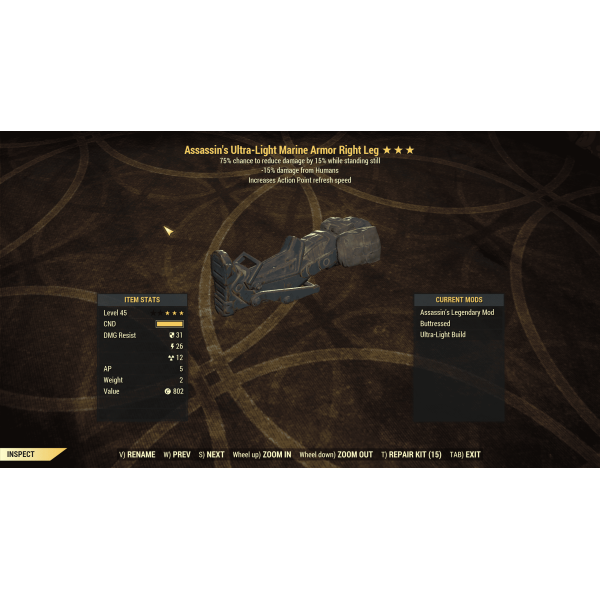 Buy [Armor set] Assasin's Sentinel Marine Armor (AP Refresh) Fallout 76